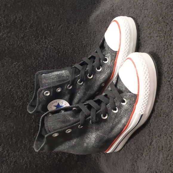 Converse | Shoes | Converse All Star Black Distressed Hi Top Hidden ...